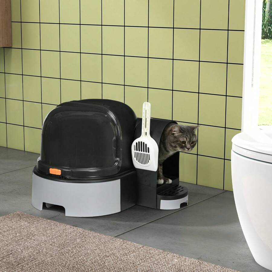 PawHut Covered Litter Box, Easy To Clean Open Including And Openable ...