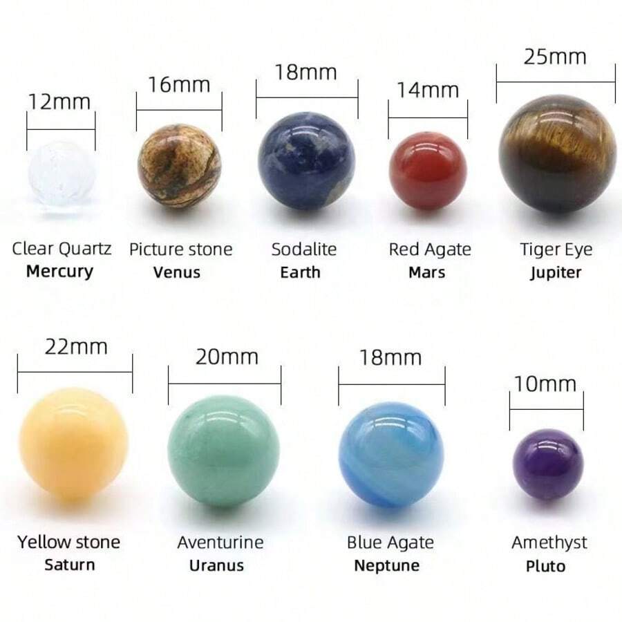 Natural Crystal Planet Nine Planets Solar System Set Crystal Ore ...