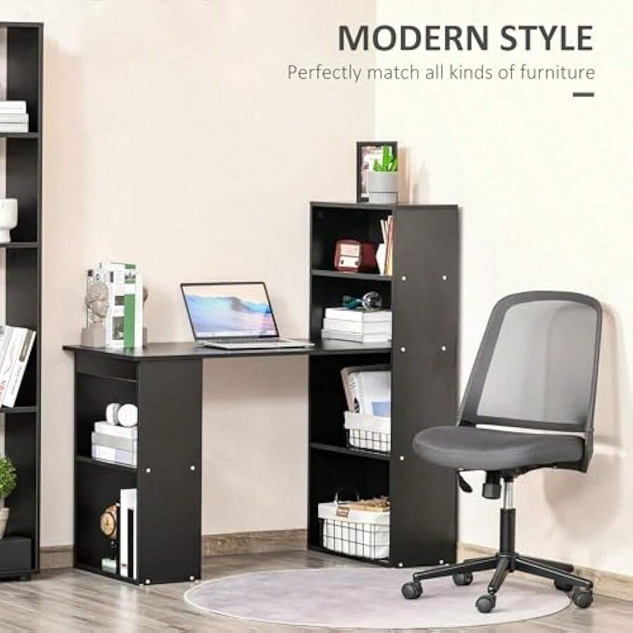 120cm Modern Computer Desk With Bookshelf Study Table Workstation PC ...