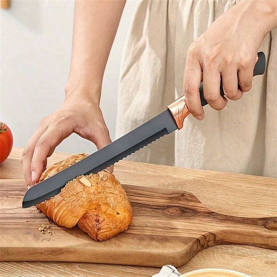 Gray 8 Piece Kitchen Painted Knife Set, Kitchen Storage Bucket With ...