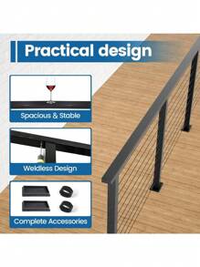 4Pack 6'6" Stainless Steel Handrail Black Rectangular Handrail Flat Top ...