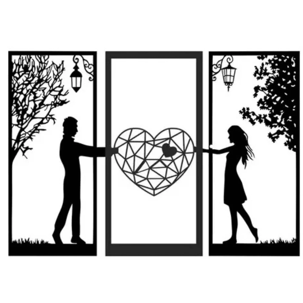 Decorative Lovers' Panel Trio Couple In Love MDF Black | SHEIN UK