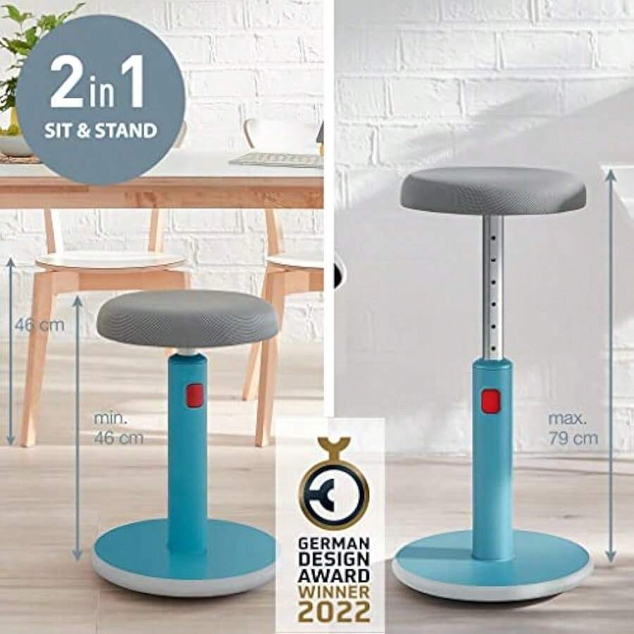 Leitz Act Sit Stand Stool Ergonomic Height Adjustable 46cm To 79cm ...