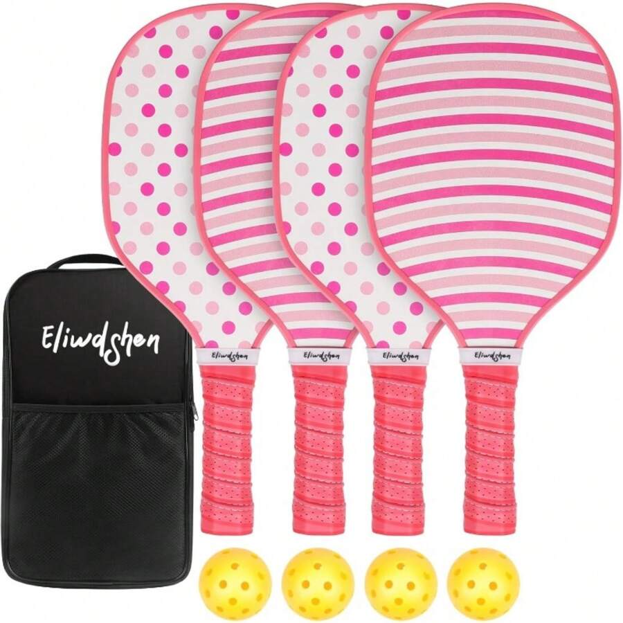2/4 Pieces Of Pickleball Paddles, 2/4 Sets Of Pink Fiberglass ...