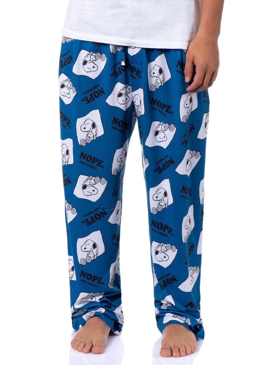Peanuts Men's Snoopy Nope Not Today Tossed Print Sleep Pajama Pants ...
