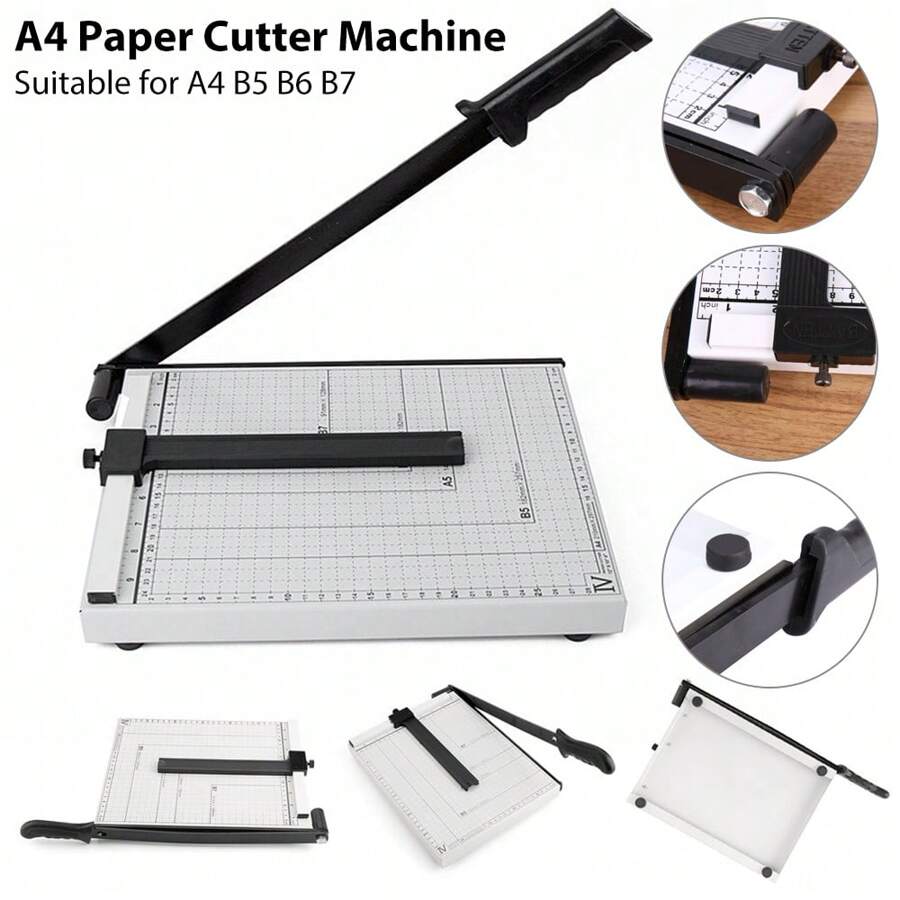 Paper Cutter, A4 Paper Guillotine Cutter Trimmer With Automatic Side ...