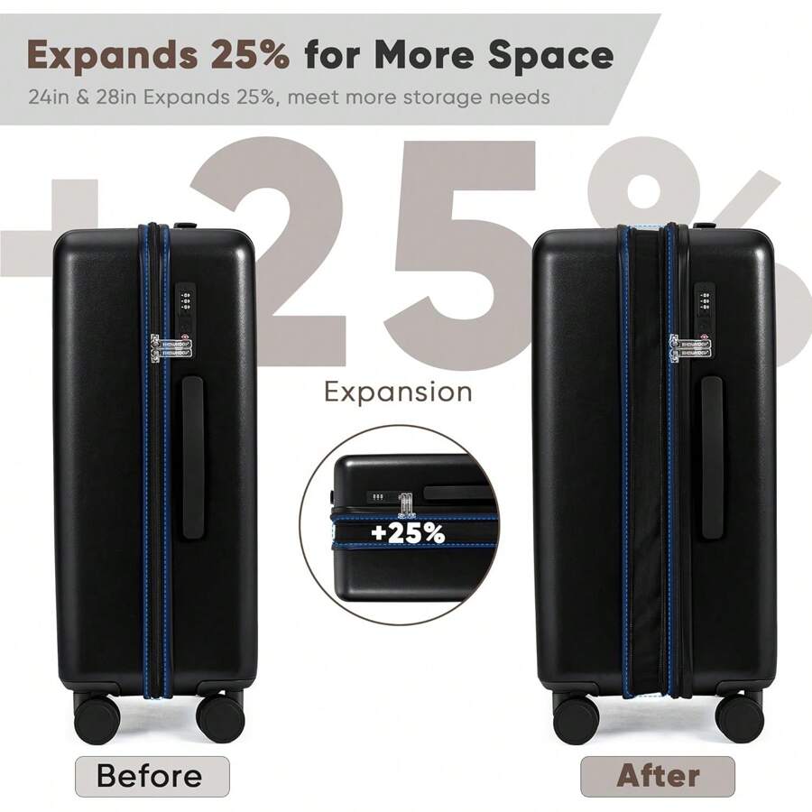 Suitcase Large 28 Inch Expandable Hard Shell Lightweight Polycarbonate ...