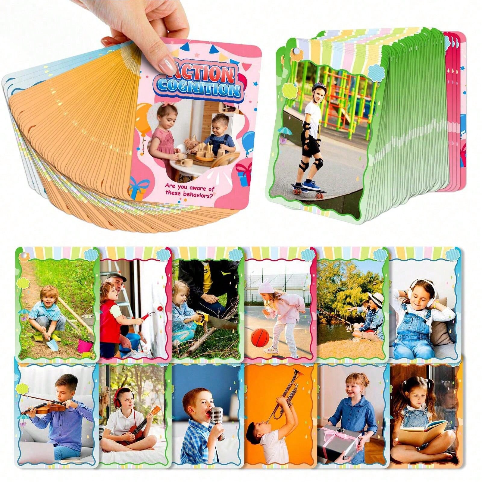 49Pcs Behavior Cognition Flash Cards, Realistic Behavior Flash Cards ...