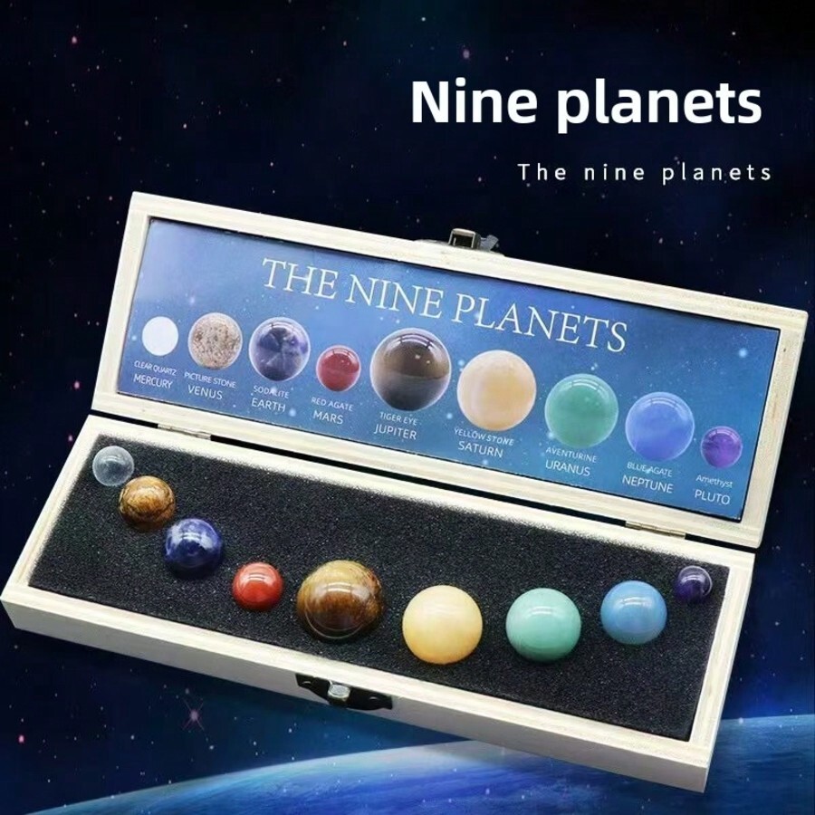 Natural Crystal Planet Nine Planets Solar System Set Crystal Ore ...