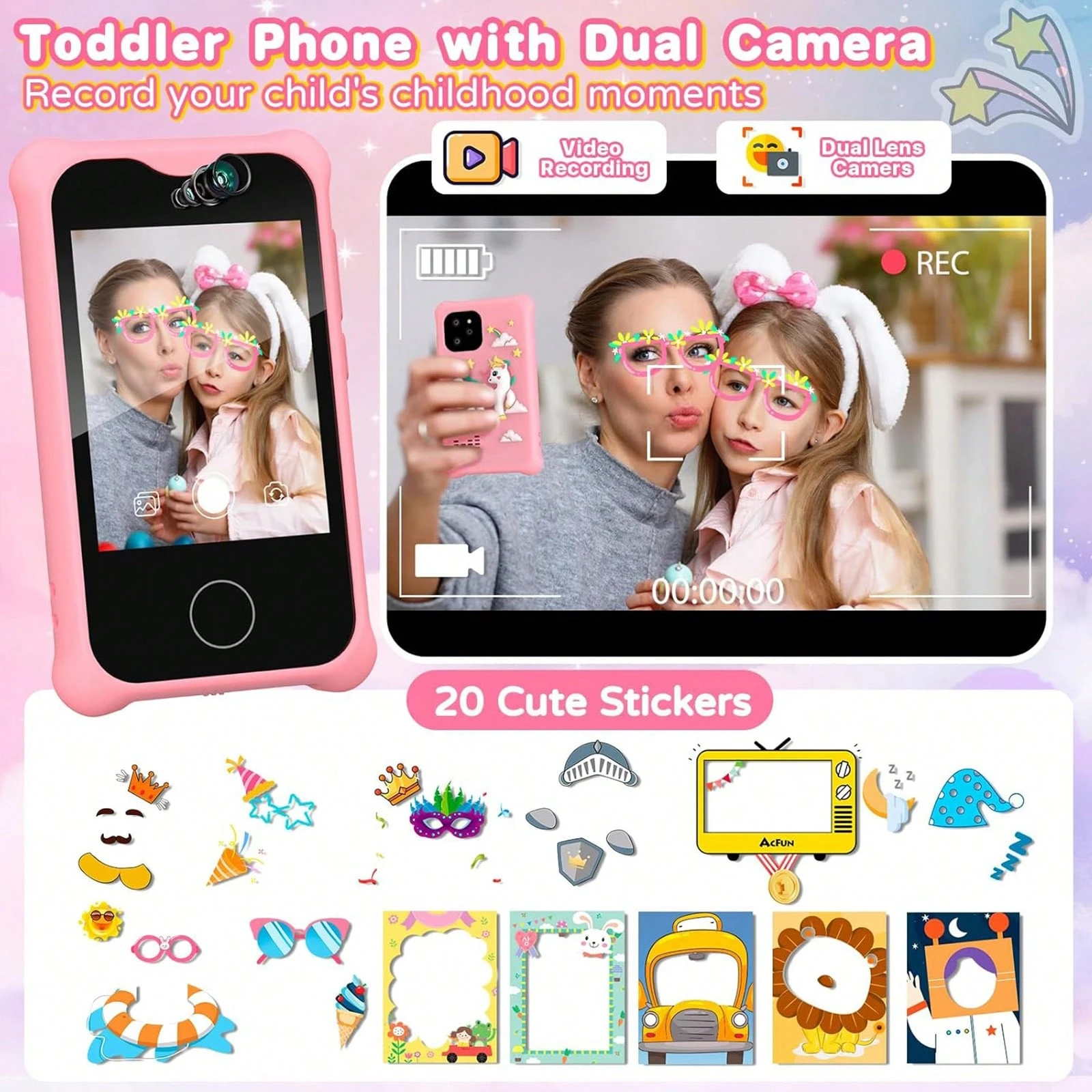 Kids Smart Phone For Girls, Educational Learning Travel Birthday Gifts ...