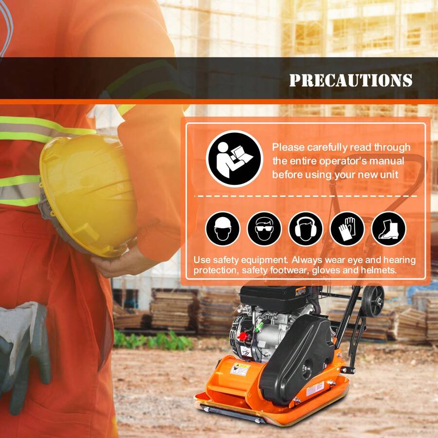 Plate Compactor Machine, 2.8HP 79CC Gas Engine 5900 VPM 2000 Lbs ...