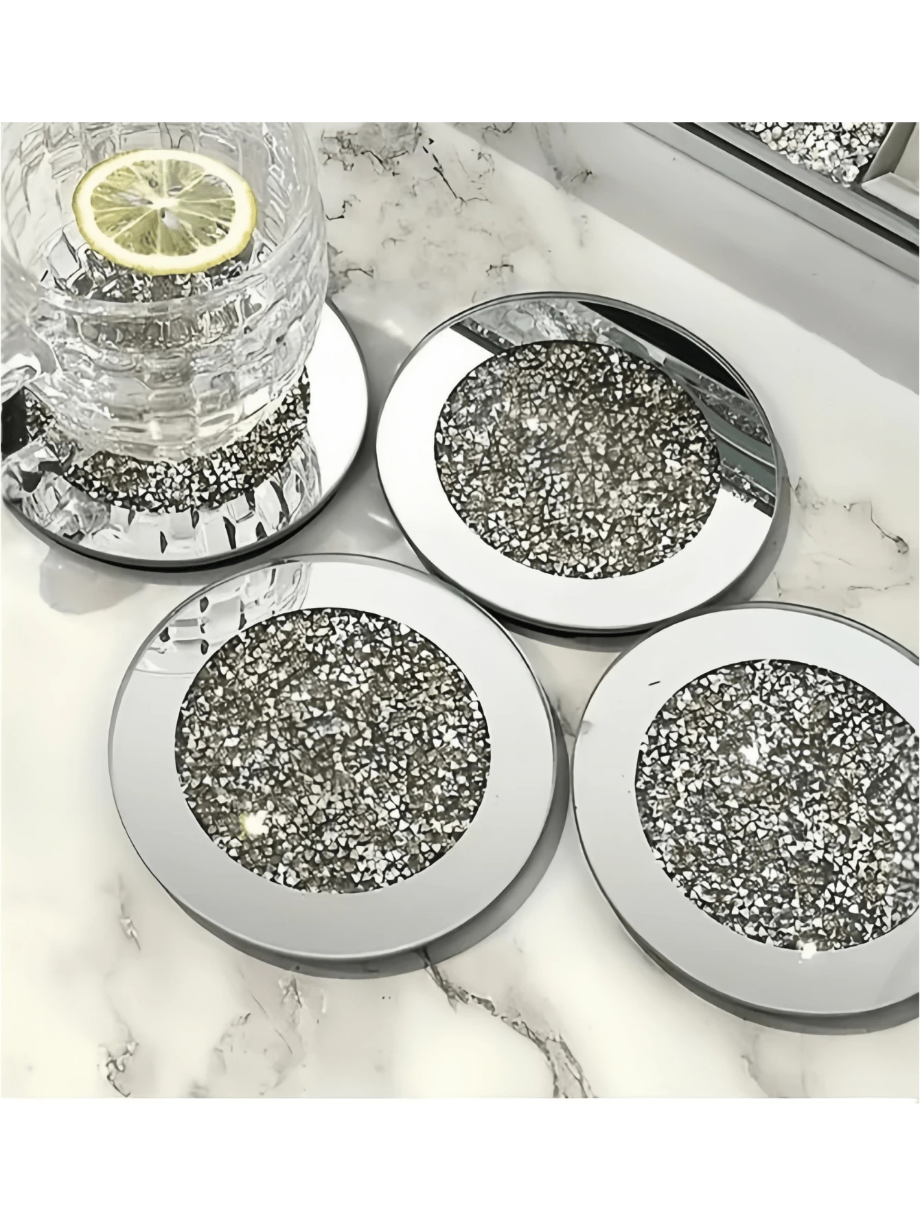 4pcs Insulated Crystal Coasters, Round And Square Two Styles, With ...