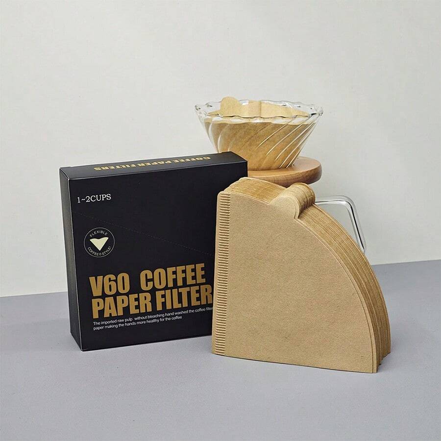 100pcs Coffee Filter Paper Wood Pulp Conical Hand-Made Pot Coffee ...