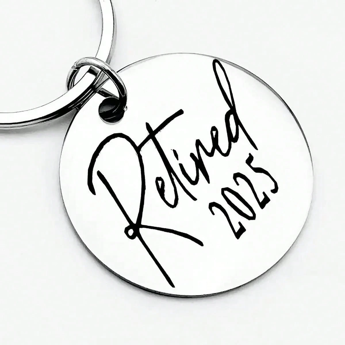 2025 Retirement Stainless Steel Keychain - Minimalist Design Retirement ...