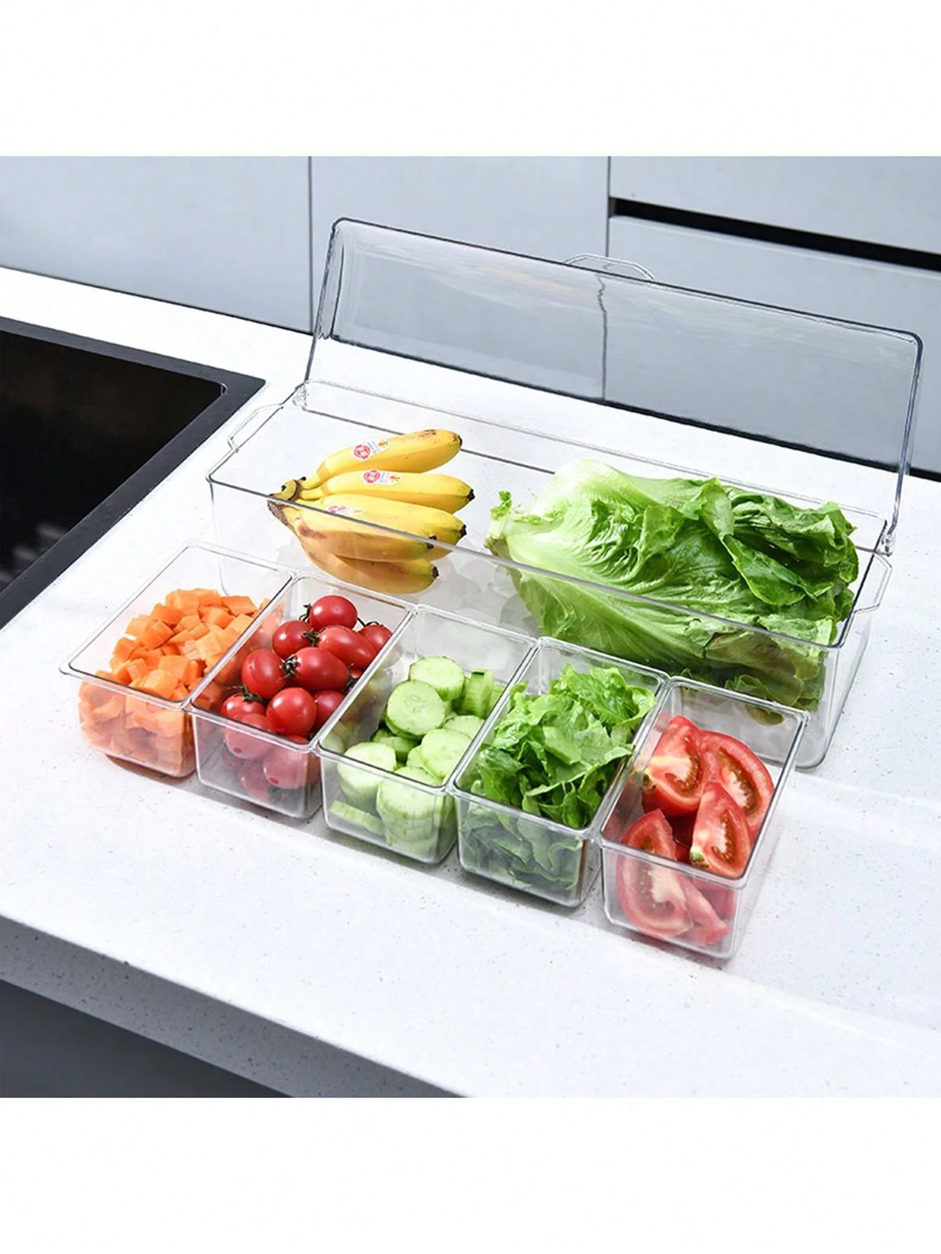Seasoning Salad Box Tray, 5 Spoons, 2 Clips, Refrigerated Seasoning Box ...
