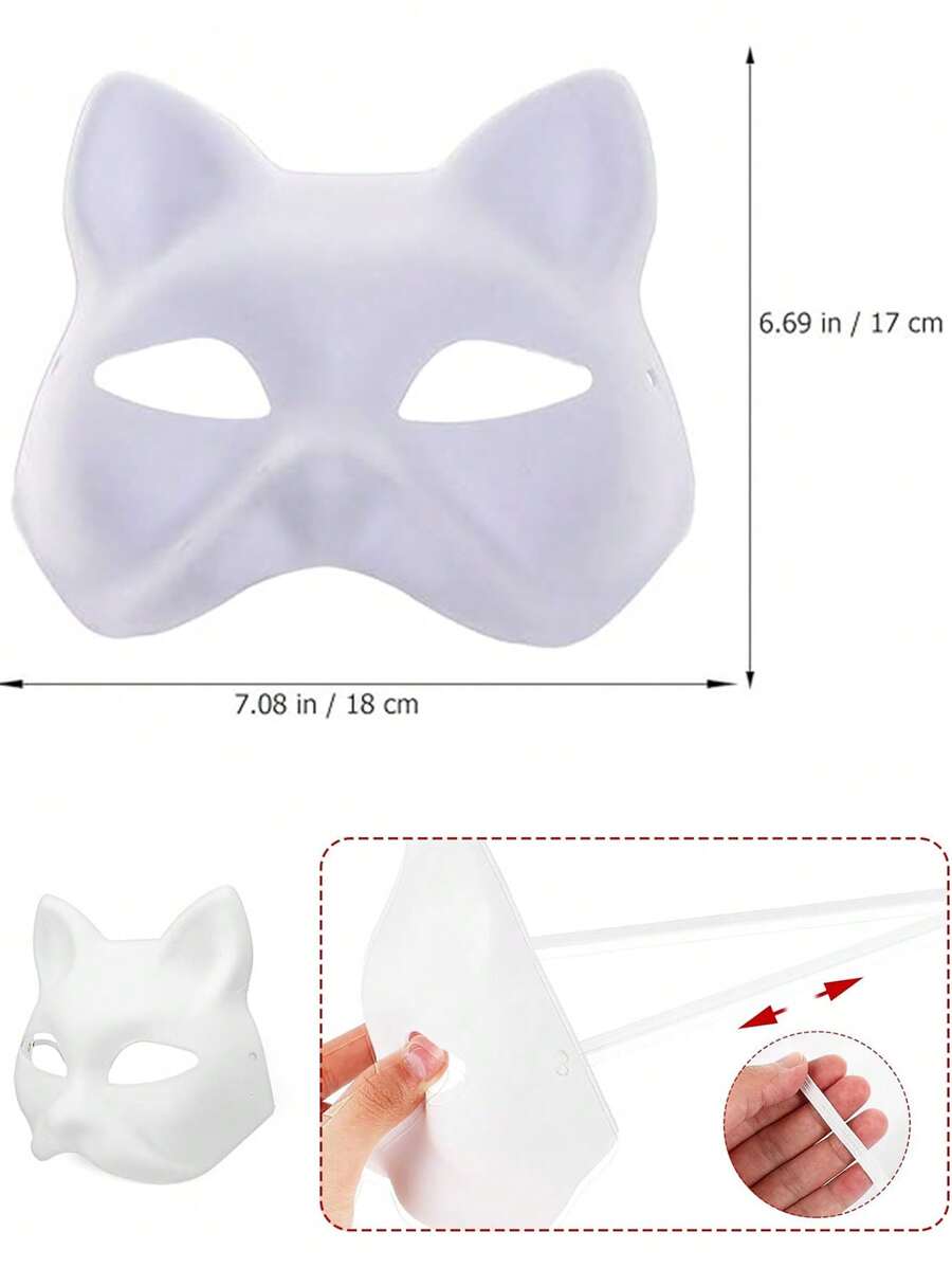 10 Pcs Cat Mask Therian Masks Fox Mask White Cat Masks To Paint Blank ...