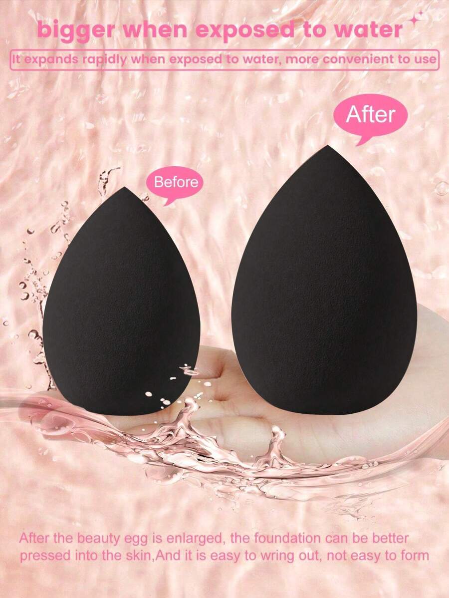 12pcs Black Makeup Sponge Set, Including 3 Powder Puffs, 3 Medium ...