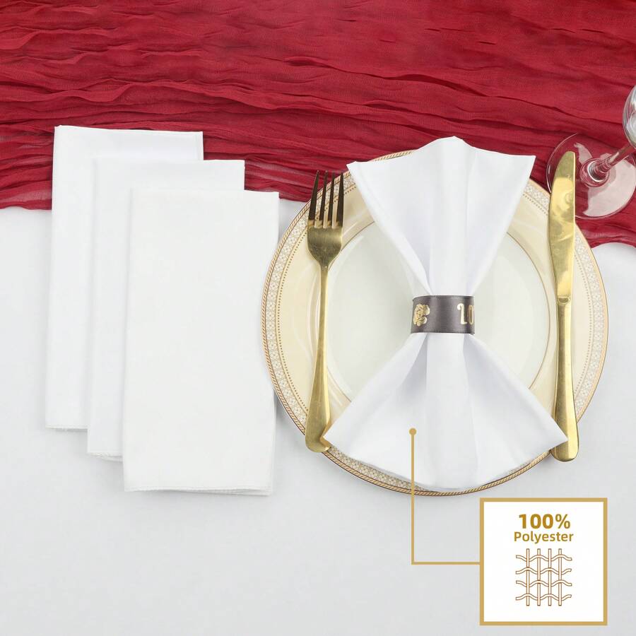 6/10/12pcs White Cloth Napkins Dinner Napkins Absorbent Washable 100 ...