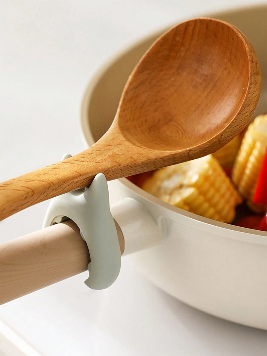 Silicone Kitchen Utensil Set - Anti-Spill Spoons, Pot Lid Rack And ...