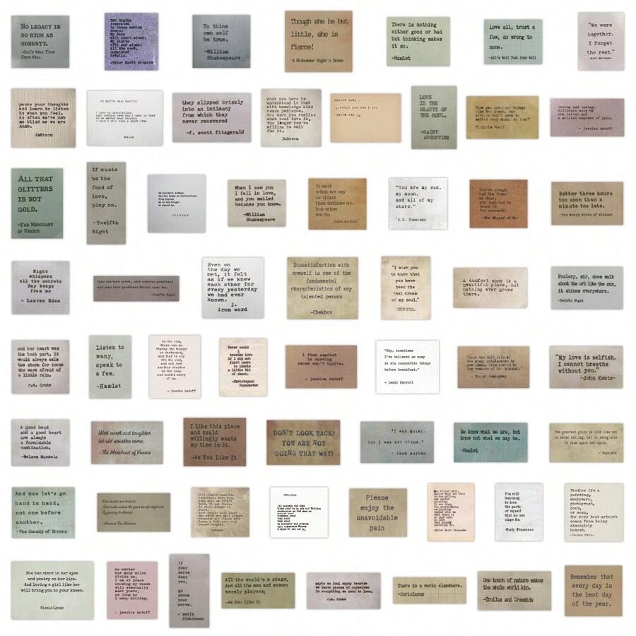 60pcs Vintage Inspirational Quotes Stickers Aesthetic Vinyl Stickers