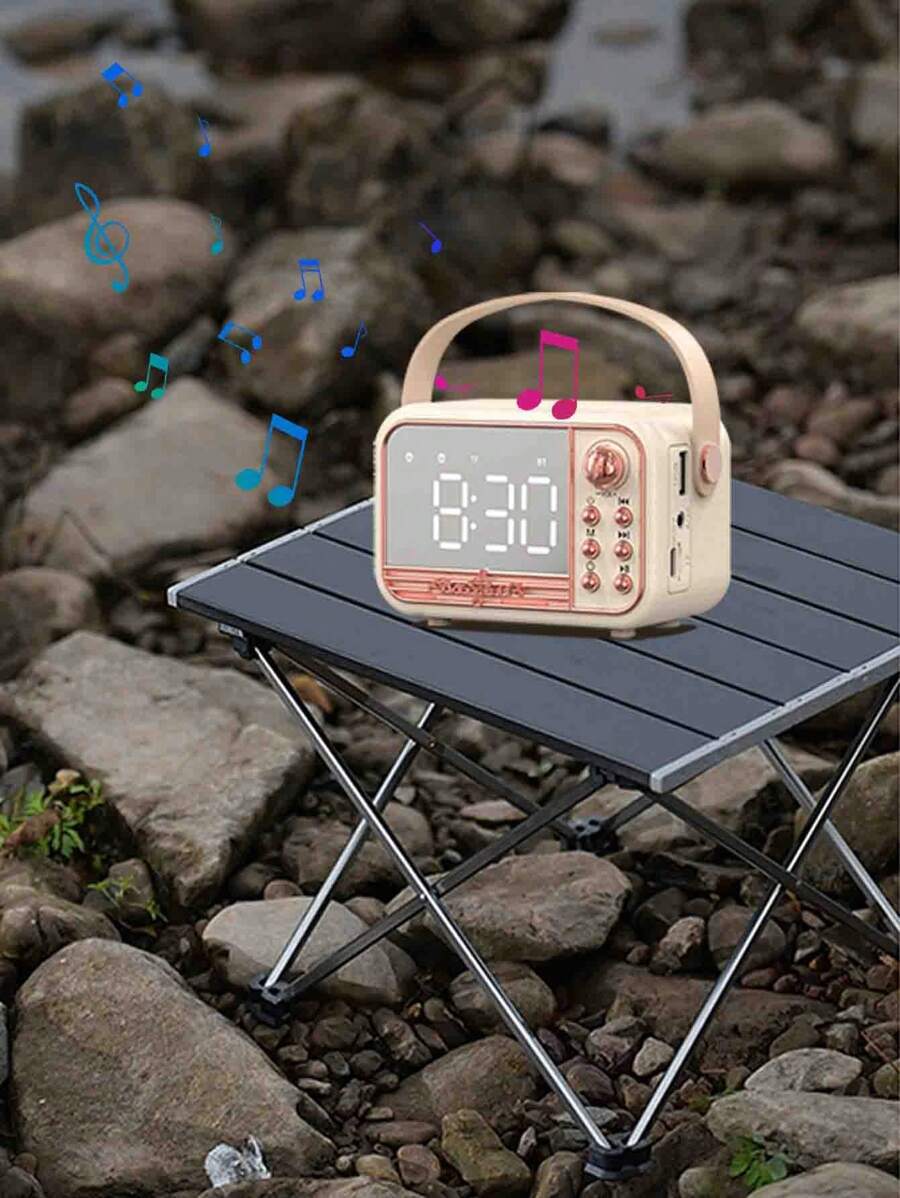 1PC Beige Wireless Speakers, Light And Portable Retro Clock Wireless ...