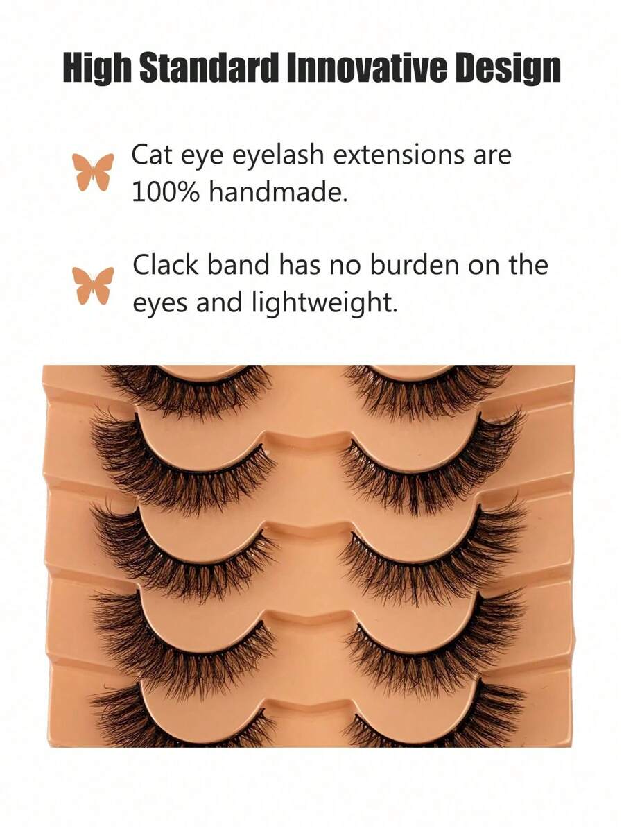 Hinarin 7 Pairs False Eyelashes 3D Faux Mink Fluffy Cat Eye Lashes ...