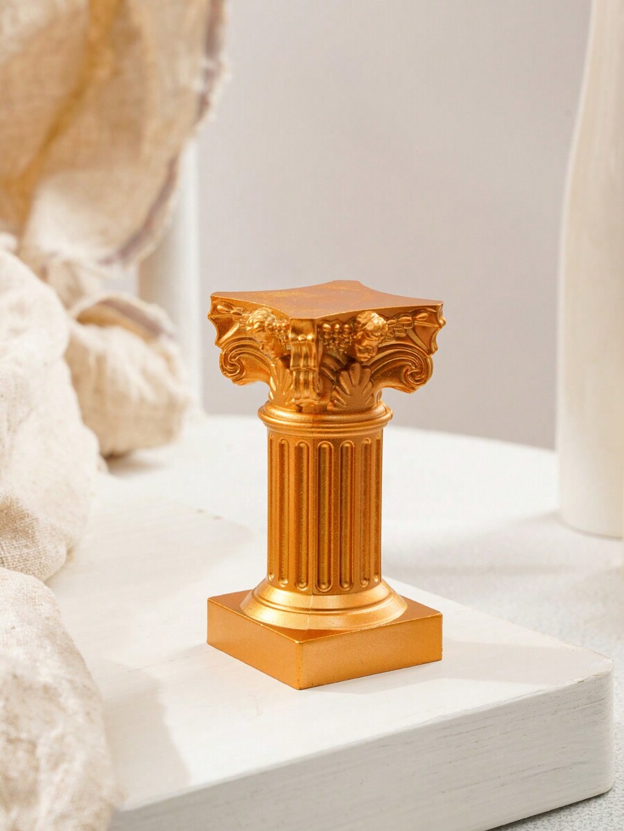 1pc 2.6*1.2 Gold And Black Plastic Roman Column Decor Figurine ...