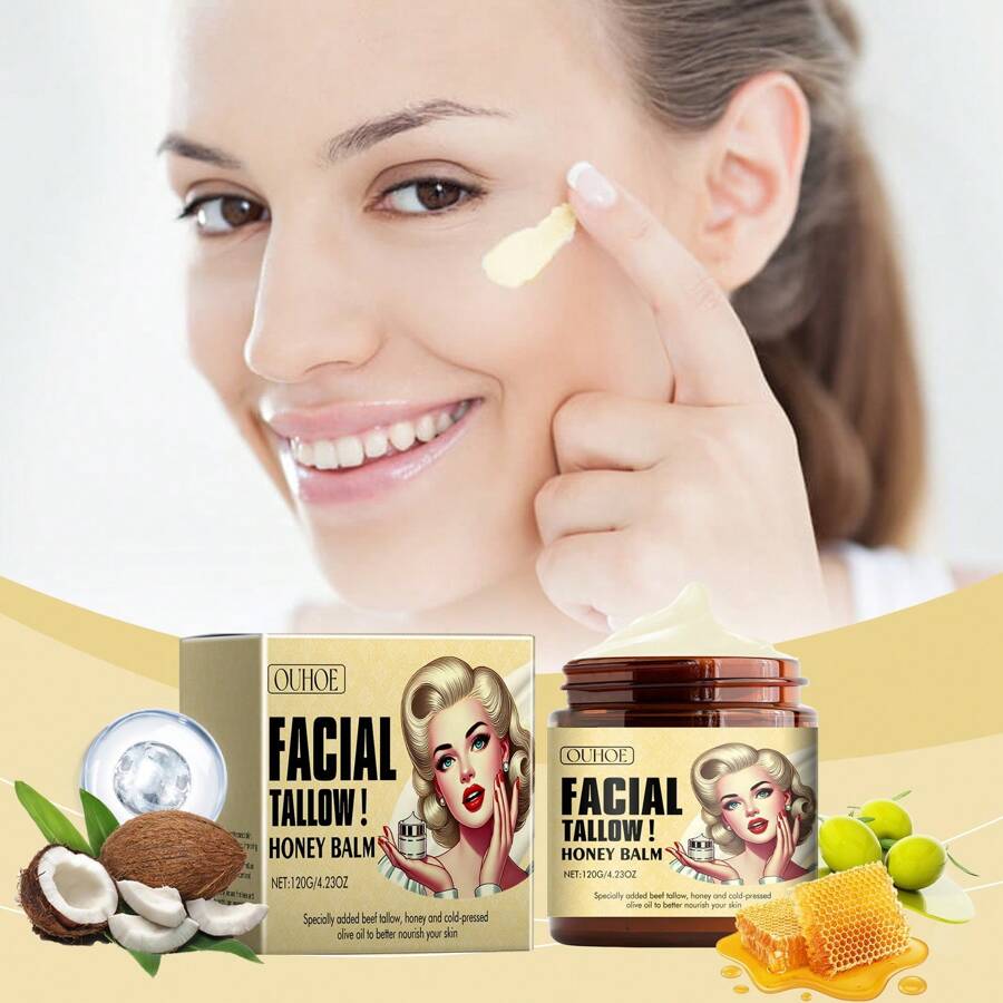 120g Bálsamo de sebo de res y miel batido Crema facial humectante de ...