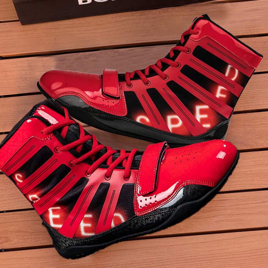 TOLLN Men's Professional Boxing Shoe High -Top Fight Shoe Fighting ...