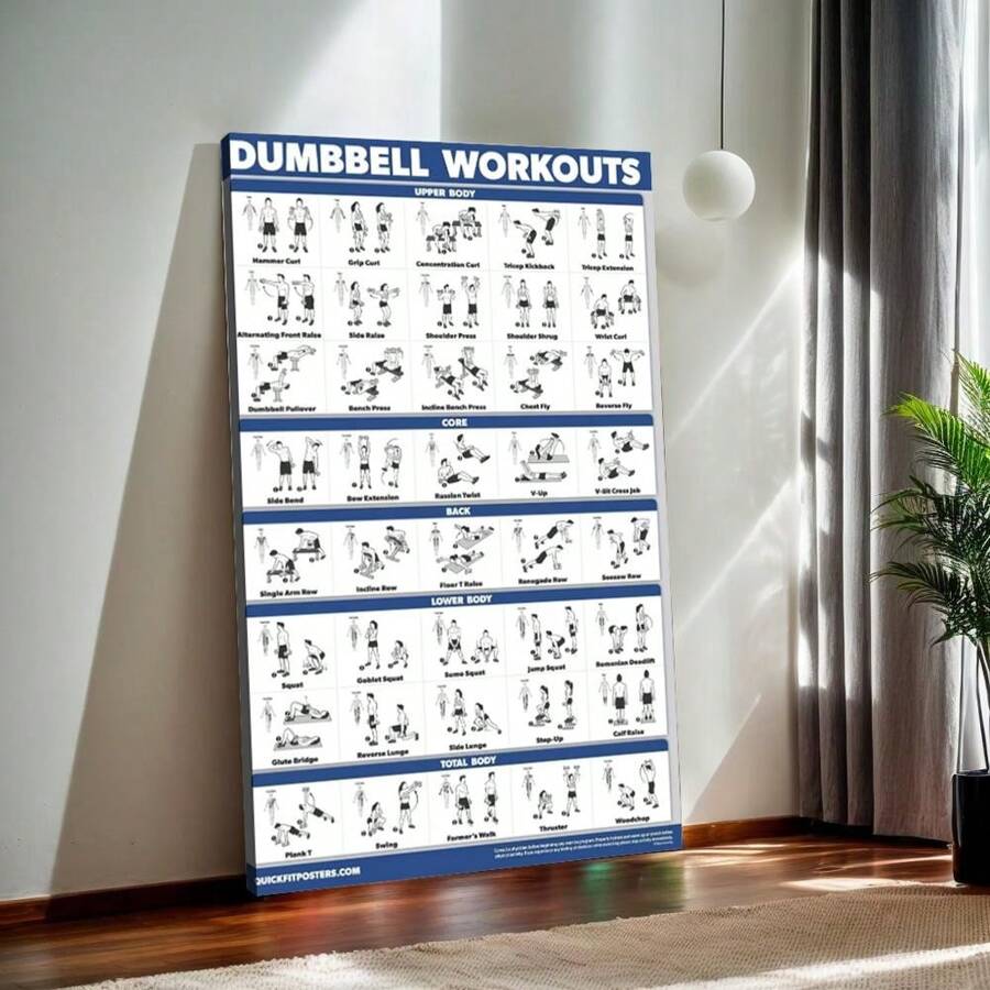 Palace Learning Dumbbell Workout Exercise Poster - Free Weight Body ...