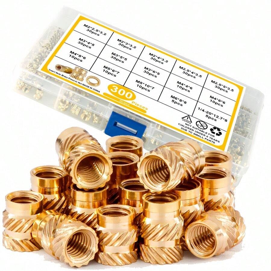 305pcs Knurled Threaded Inserts, Brass Threaded Inserts, M2 M2.5 M3 ... 305pcs Knurled Threaded Inserts, Brass Threaded Inserts, M2 M2.5 M3 ...