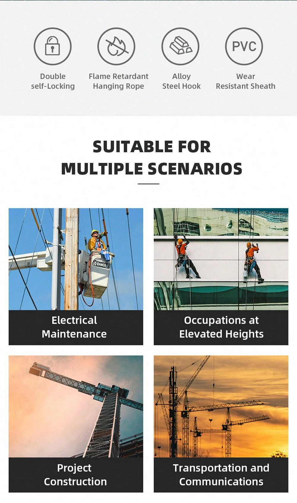 TUNGFULL Fall Arrester Fall Protection Device Speed Difference 3m Heavy ...