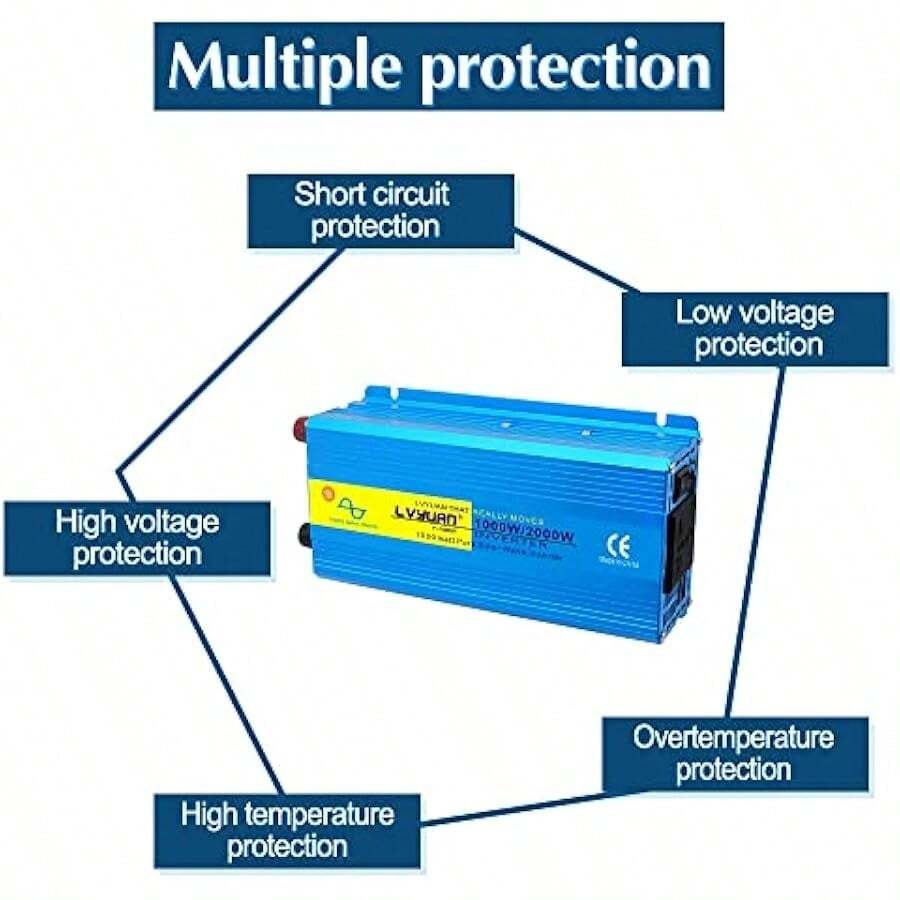 Power Inverter 1000W Pure Sine Wave 12V To AC 230V 240V Voltage ... Power Inverter 1000W Pure Sine Wave 12V To AC 230V 240V Voltage ...