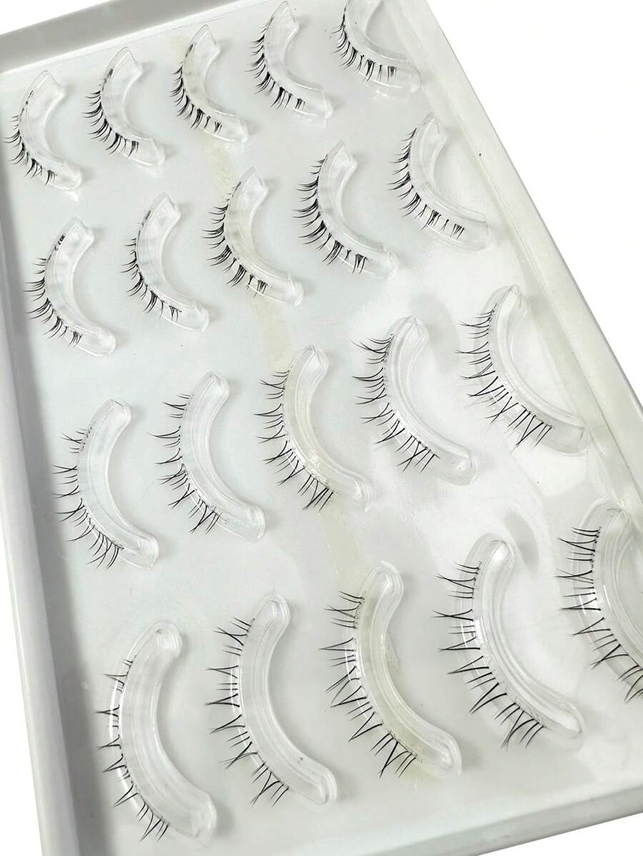 20 paires de cils manga clairs avec bande transparente, look naturel ...