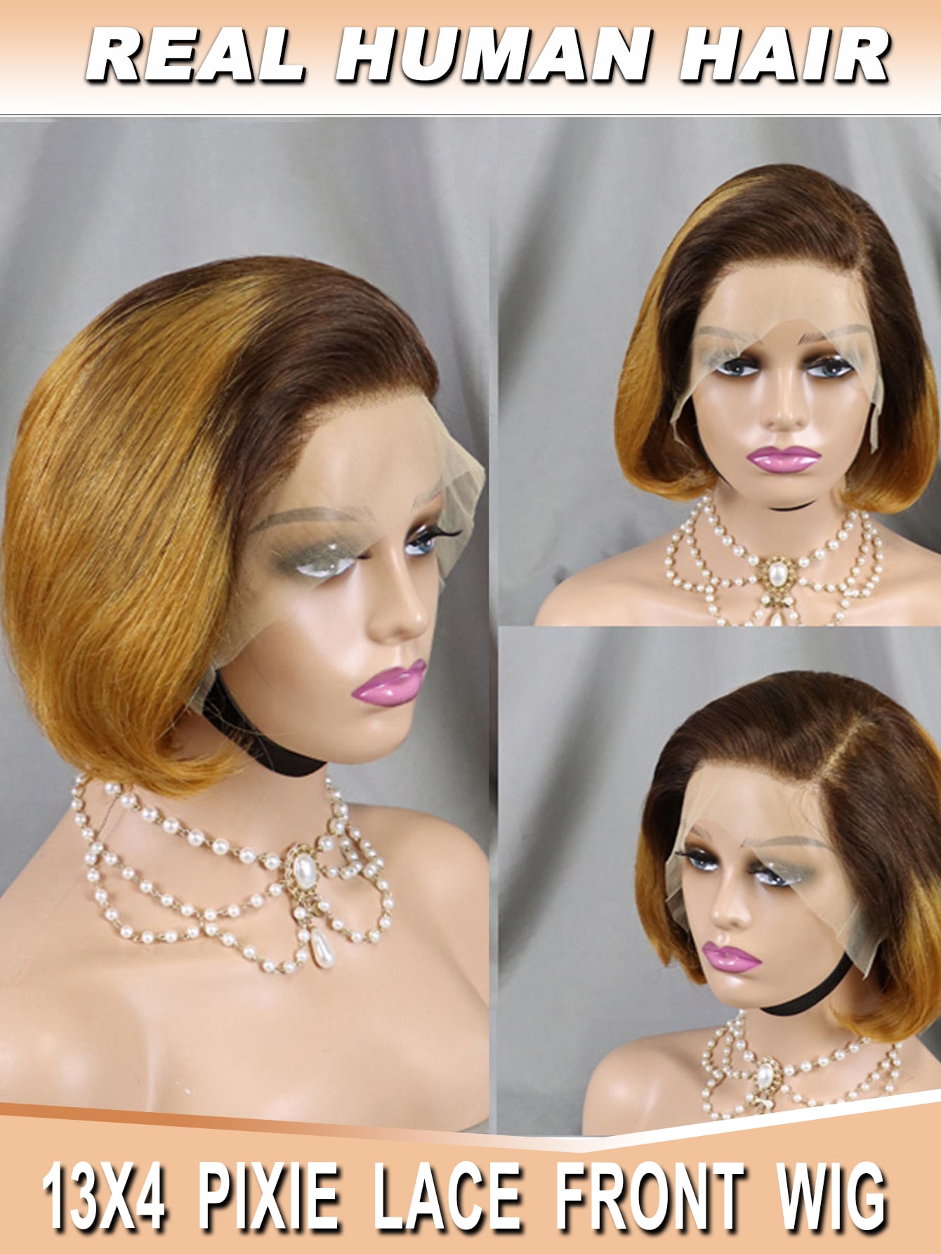 Nouvelle perruque coupe pixie 2024 en cheveux humains, perruque frontale en dentelle 13x4 ...
