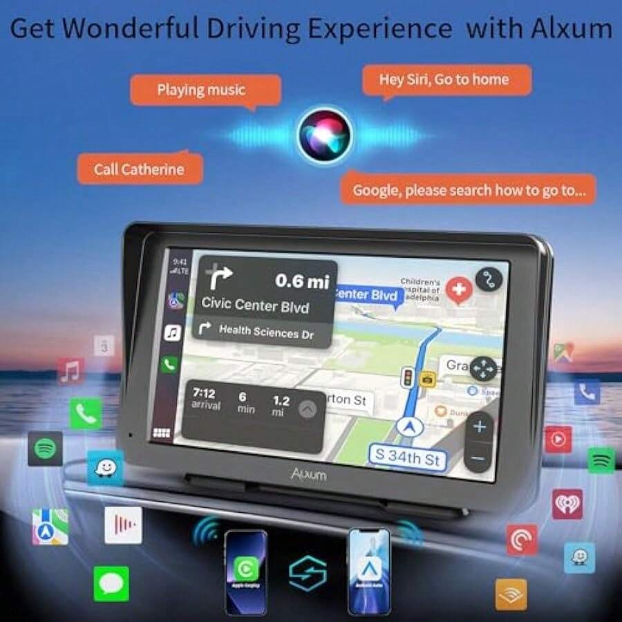 7 Inch Android Car Display Screen Portable Car Player With Navigation ...