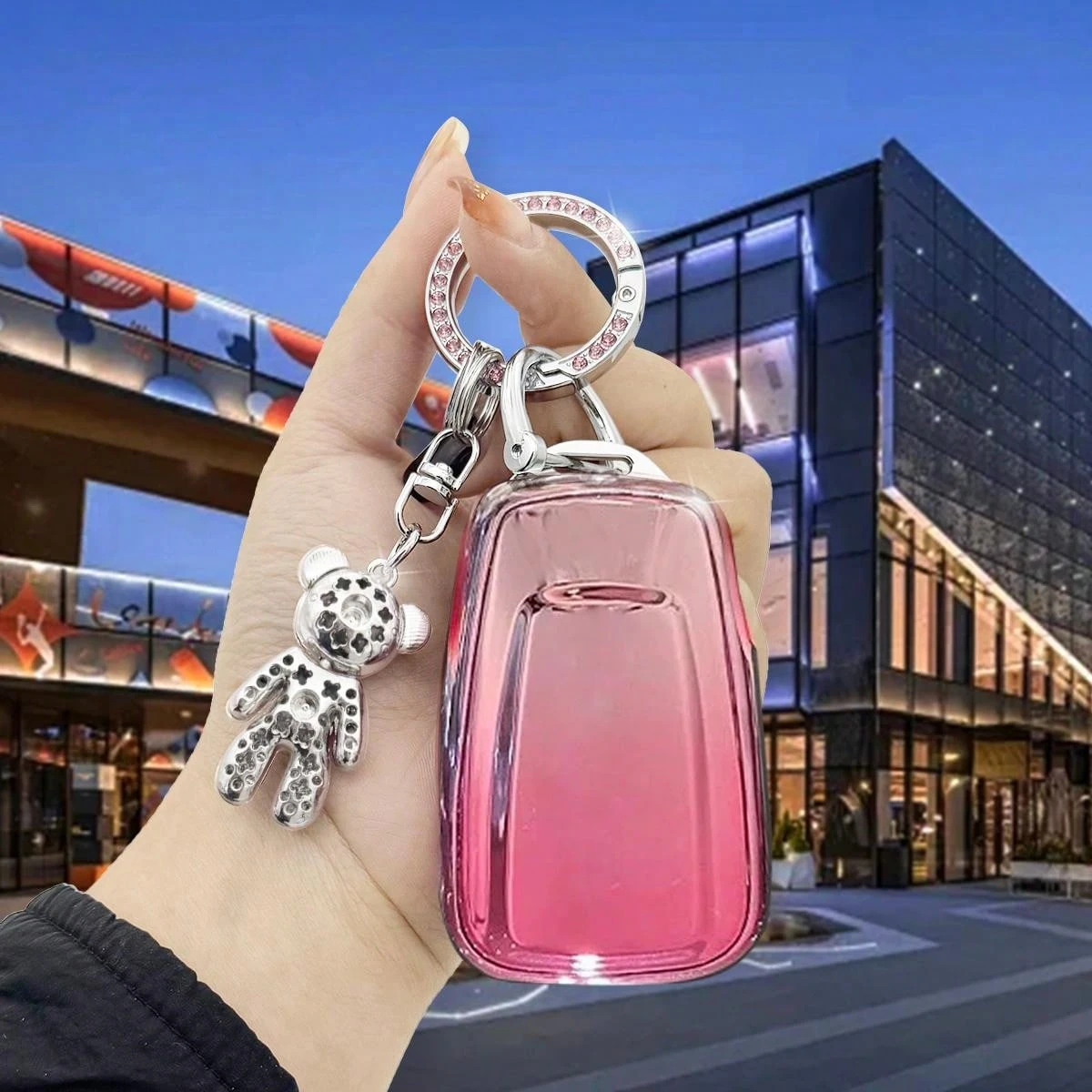 Fashionable Rhinestone Cherry Blossom Pink Cute Turtle Rotatable/Bear ...