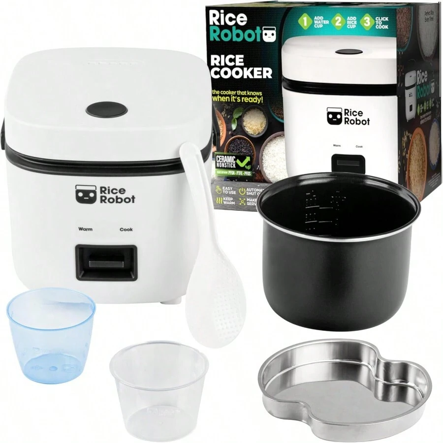 Rice Robot Cooker 4.5 Cups Cooked Electric Mini Rice Maker Pot Small 1. ...