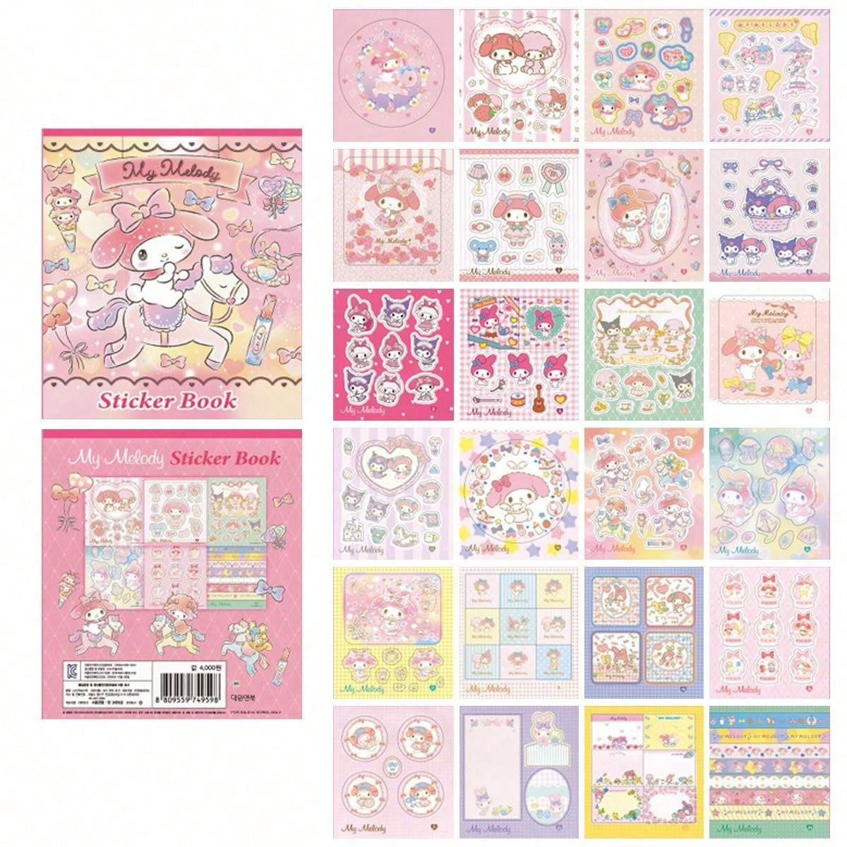 1Book Cute Girl Heart Hand Account Material Diy Kitty Cat Sticker Book ...