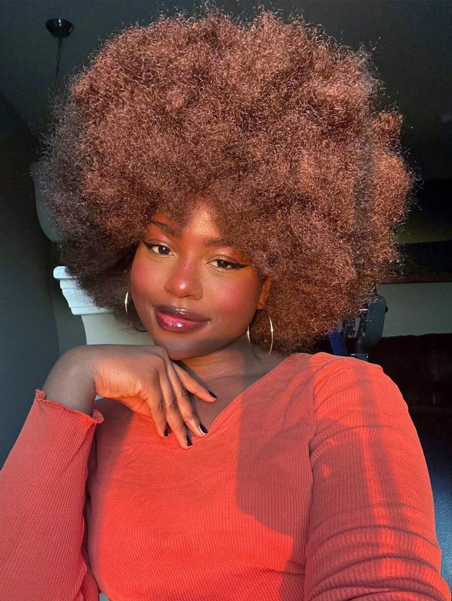 DZfirst Dunkelbraune 10-Zoll-Afro-Perücken mit verworrener Locke, 70er ...