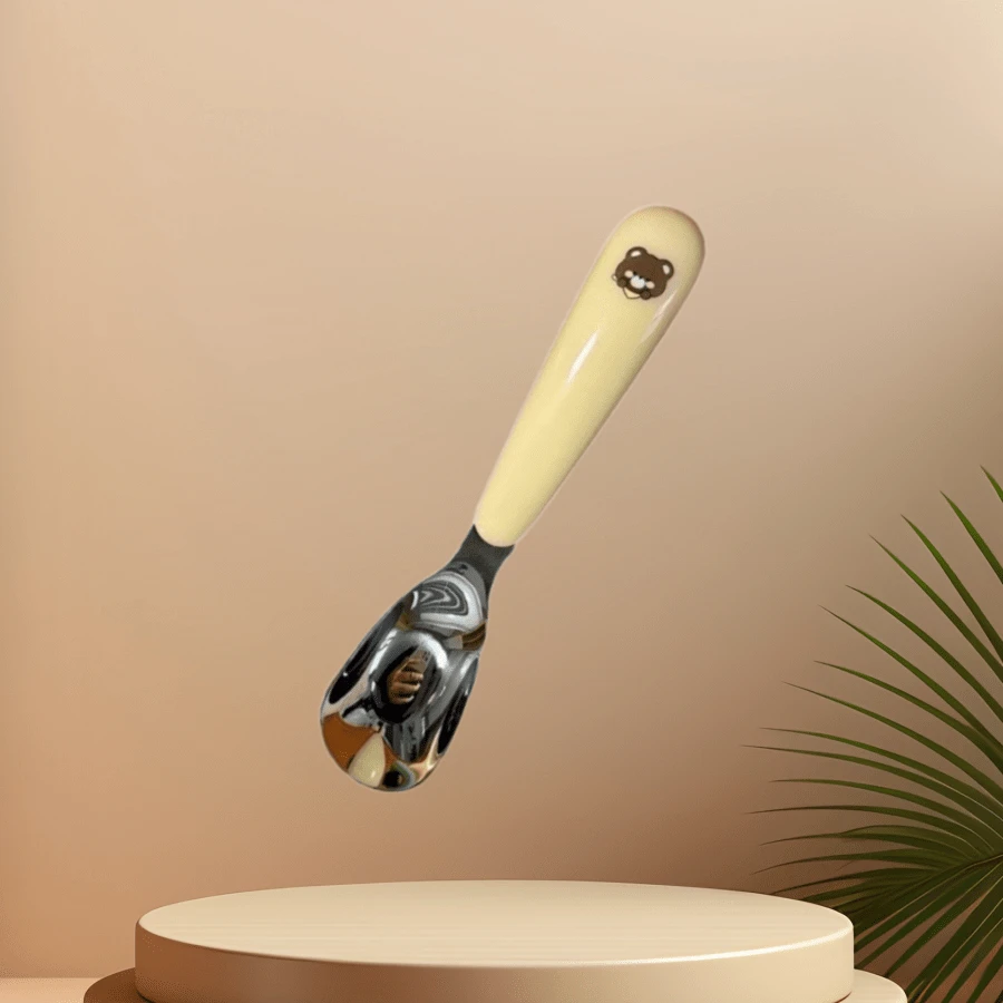 Customizable Text Initial Baby Spoon, Cute Cartoon Feeding Assist Spoon ...