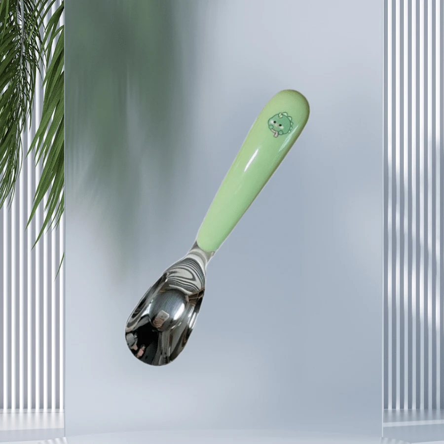 Customizable Text Initial Baby Spoon, Cute Cartoon Feeding Assist Spoon ...