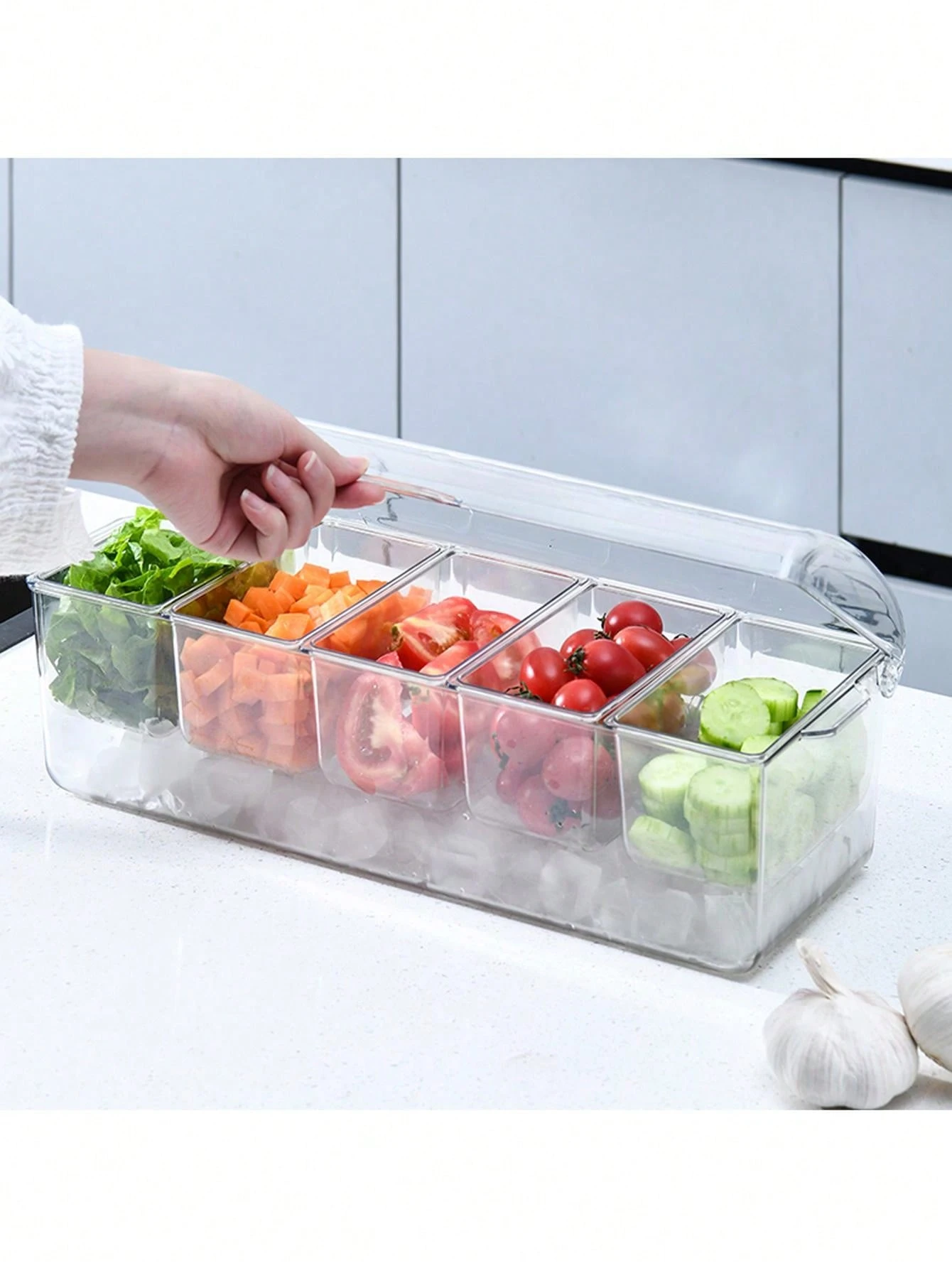 Seasoning Salad Box Tray, 5 Spoons, 2 Clips, Refrigerated Seasoning Box ...