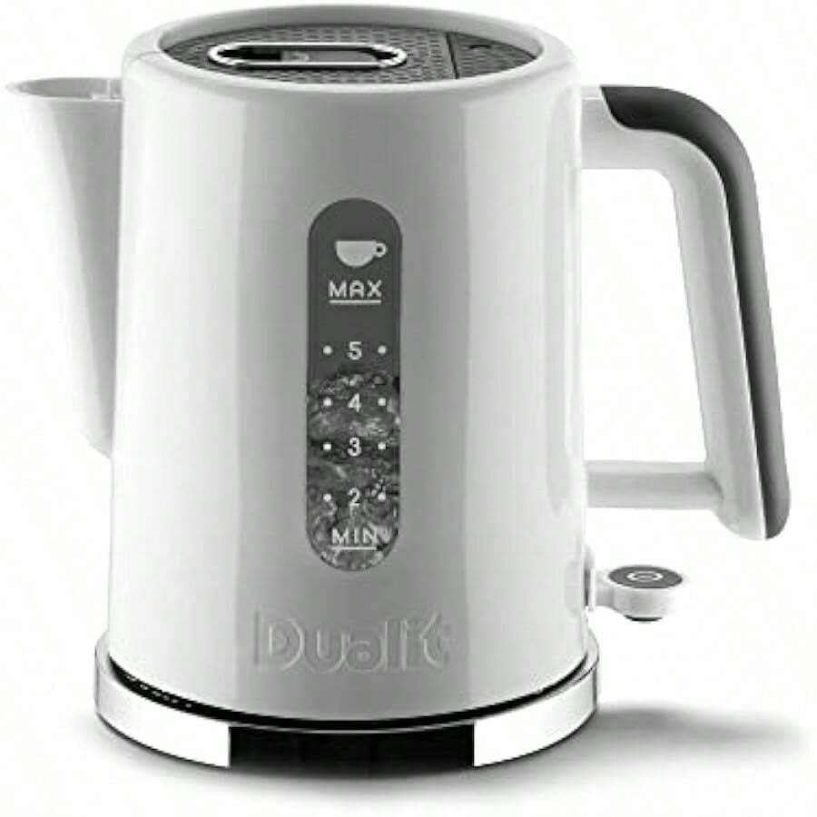 Dualit Studio Kettle | 1.5L 2.4KW Jug Kettle In White With Polished Trim | Dual Measuring ...
