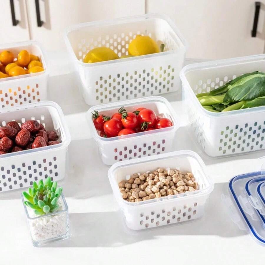 Storage Box Drain Basket Storage Containers Sealed Box And Fruit Food ...