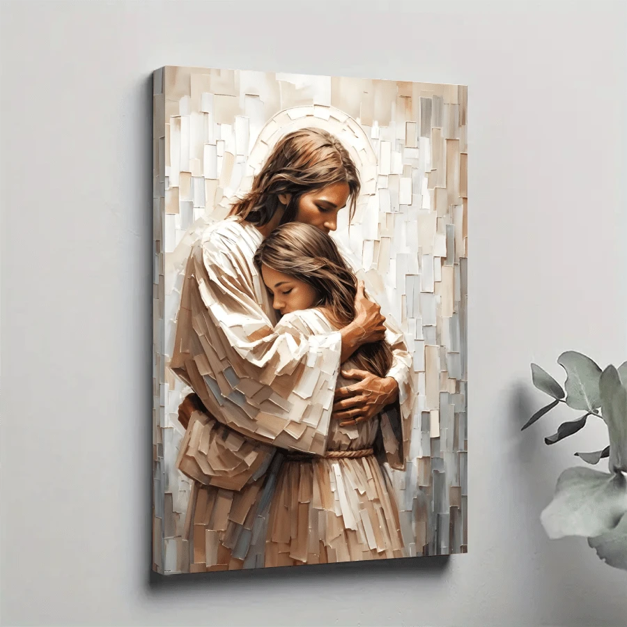 Jesus Wall Art Canvas Christian Wall Decor Framed Christ Painting Wall ...