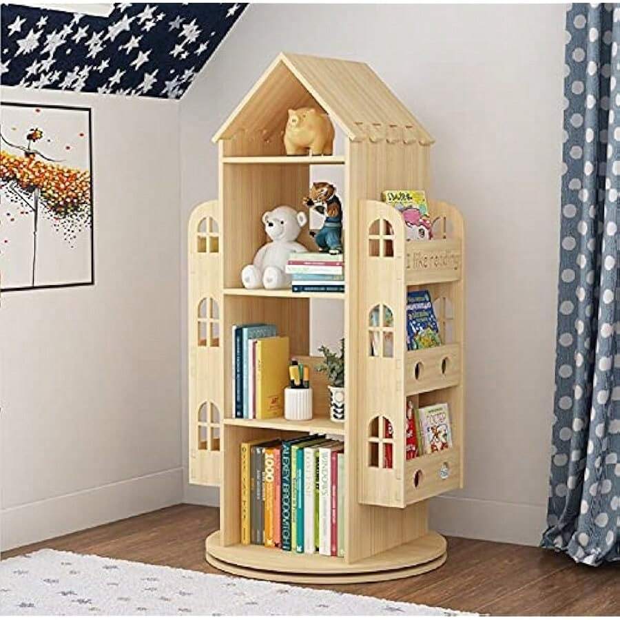 Rotating Bookshelf 360 Display Floor Standing Bookcase Storage Rack ...