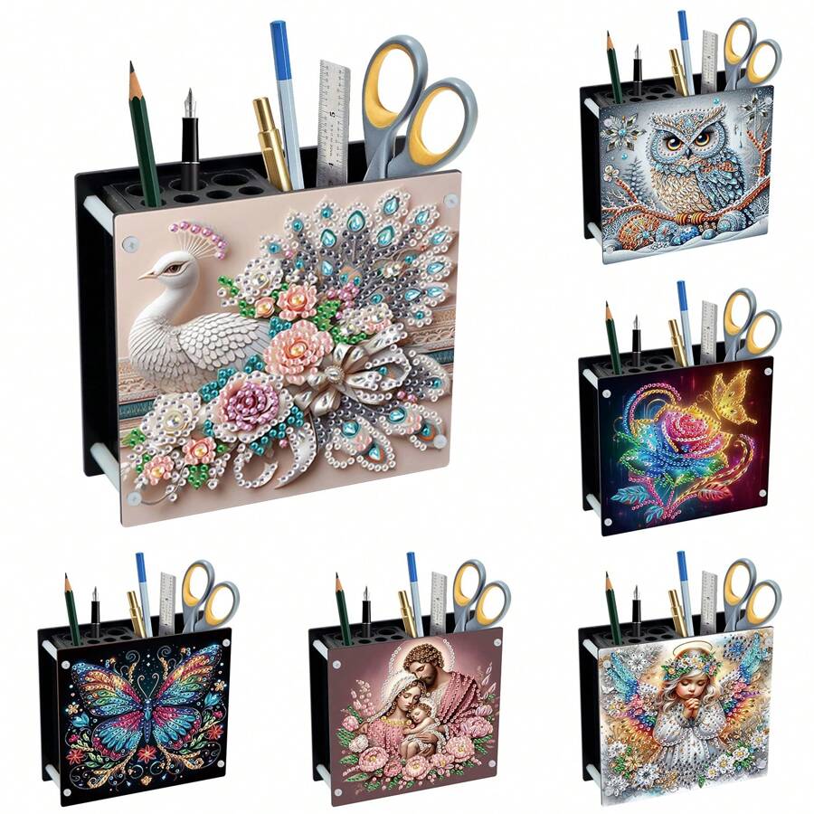 1PC DIY 5D Diamond Painting Pen Holder Set, Diamond Art Desk Organizer ...