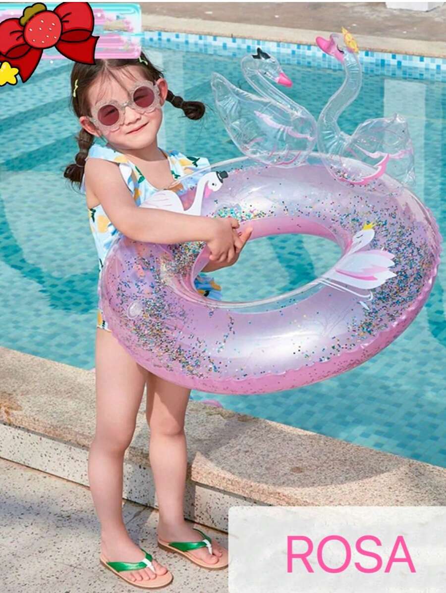 Children's Circular Swan Character Float With Glitter For Beach And ...