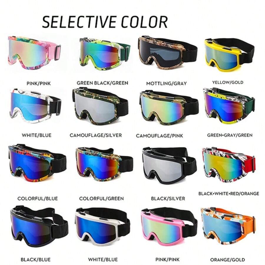 Large Frame Ski Goggles With Colorful Lens Anti-Collision Anti-Glare ...